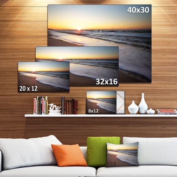 Designart "Seashore under Fiery Sunset Sky" Modern Seashore Canvas Art - Bed Bath & Beyond ...